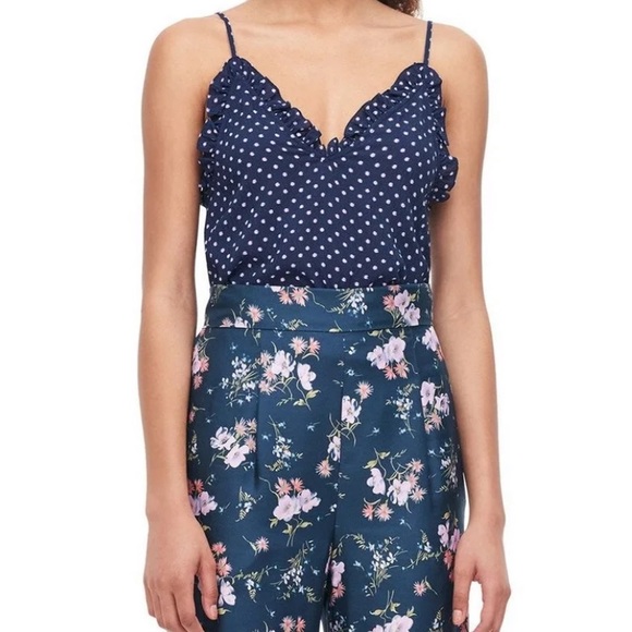 Rebecca Taylor | Tops | Rebecca Taylor Polka Dot Ruffle Chest Blue Ikat ...